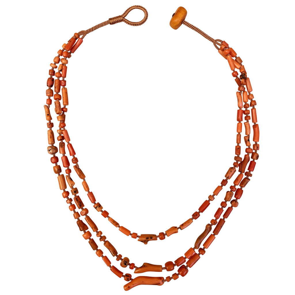 Triple Strand Coral Bead Necklace – Jewels